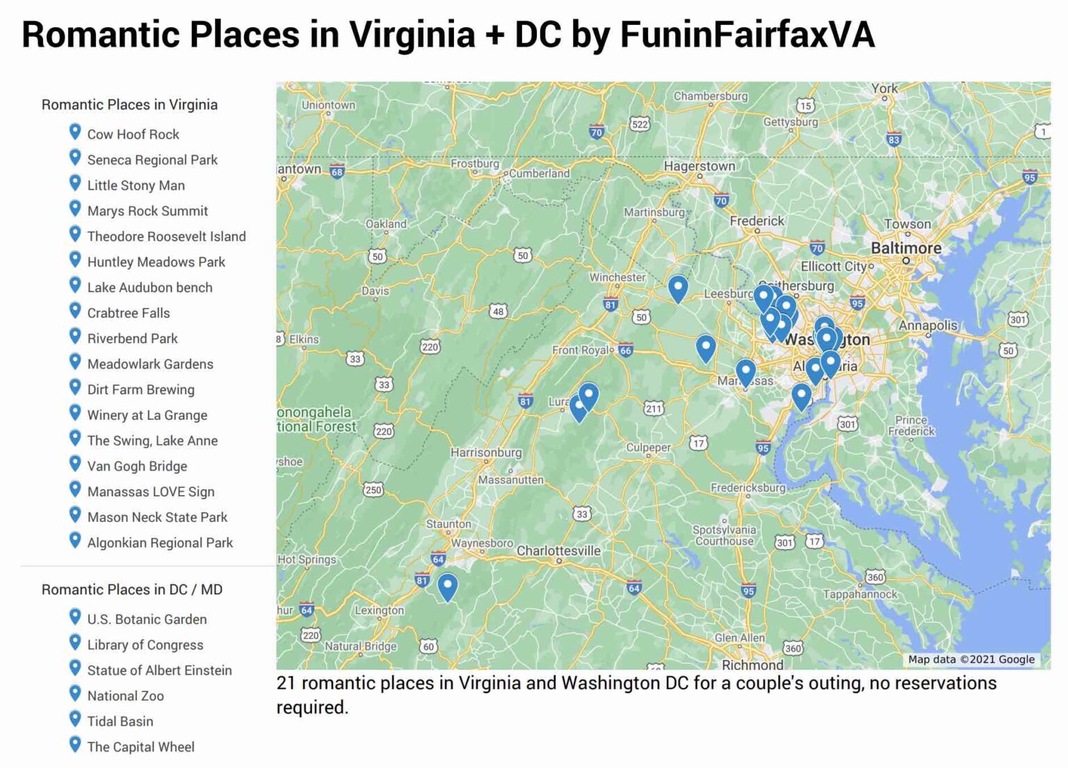 21 Romantic Places in Virginia and DC, No Reservation Required